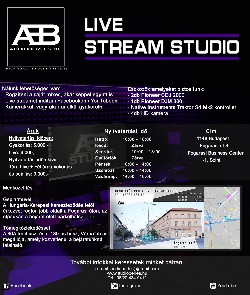 Live Stream Dj Studio Bérlés! | Bérléscentrum